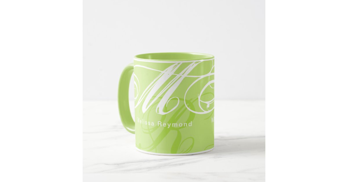 Oversized Monogram Printed-All-Over Lime Mug | Zazzle
