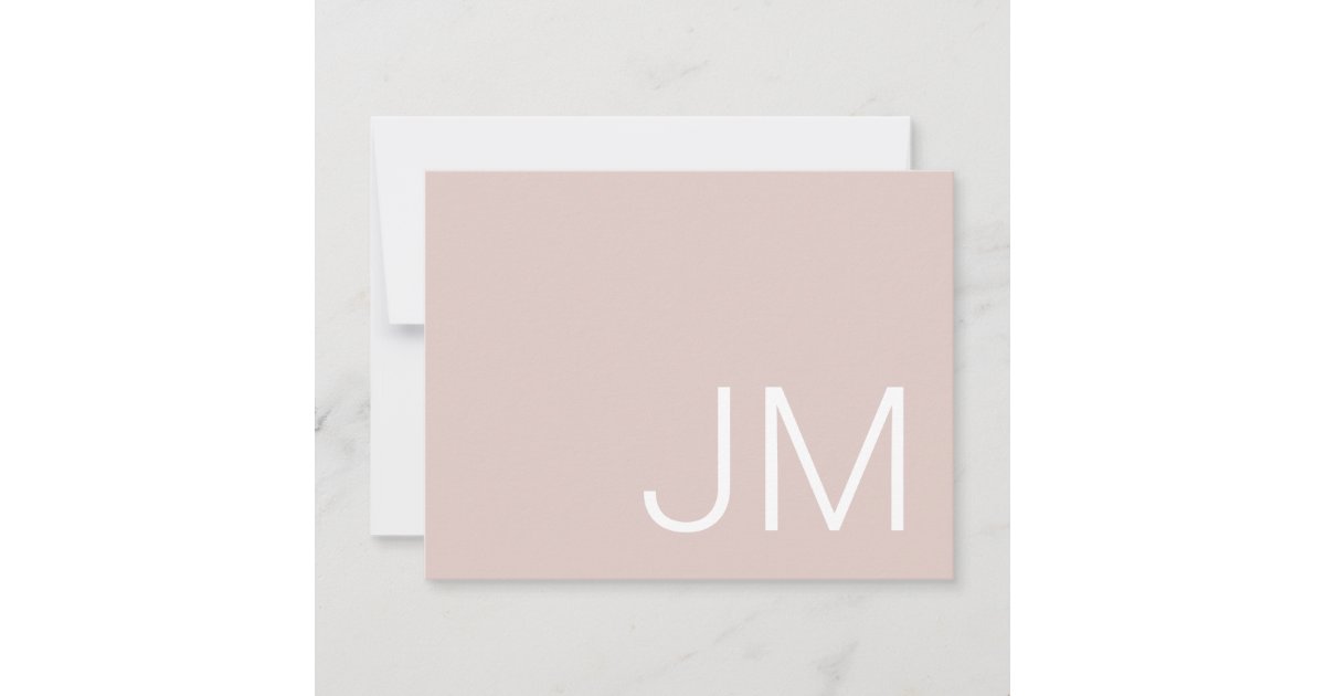 Oversized Monogrammed Initials Blush Pink Note Card Zazzle