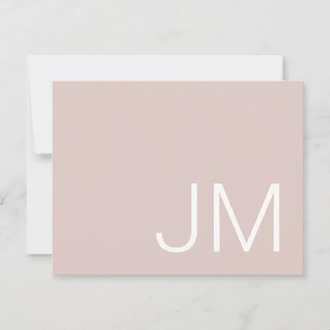 Oversized Monogrammed Initials Blush Pink Note Card | Zazzle