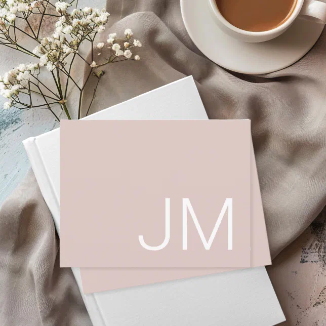 Oversized Monogrammed Initials Blush Pink Note Card | Zazzle