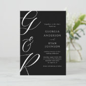 Oversized Script Monogram Stylish Photo Wedding Invitation | Zazzle