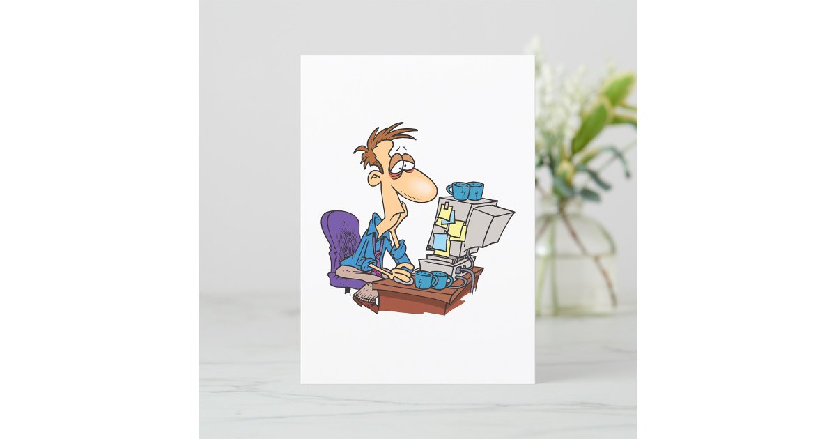 Overworked Office Worker Funny Tired Employee Invitation | Zazzle