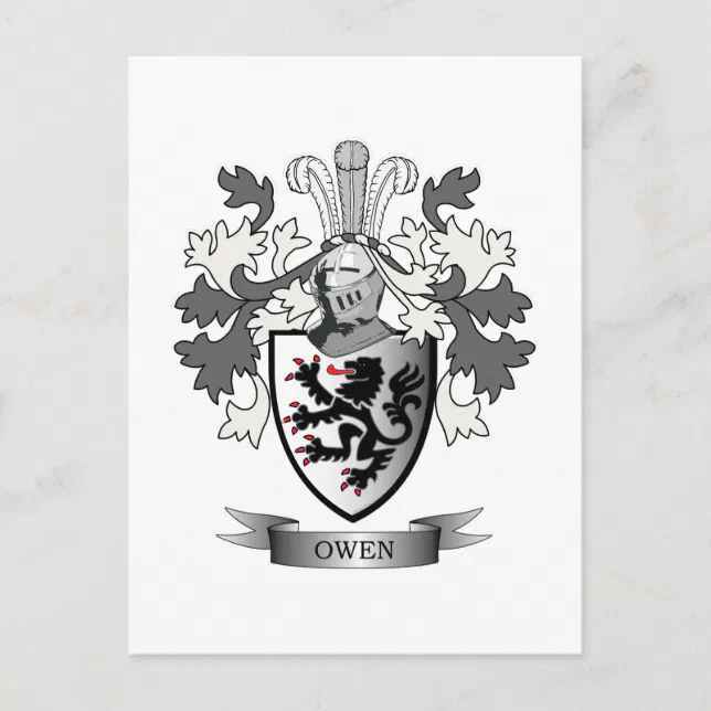 Owen Family Crest Coat of Arms Postcard | Zazzle