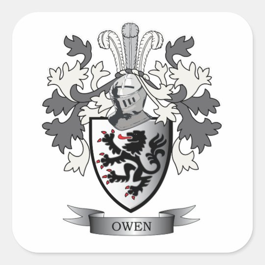 Owen Family Crest Coat of Arms Square Sticker | Zazzle.com
