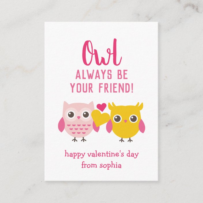 Owl Always Be Your Friend Kids Valentine's Cards | Zazzle.com
