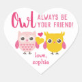 Owl Always Be Your Friend Kids Valentine's Day Heart Sticker | Zazzle