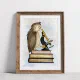 Owl and Microscope Library Wall Art Poster | Zazzle