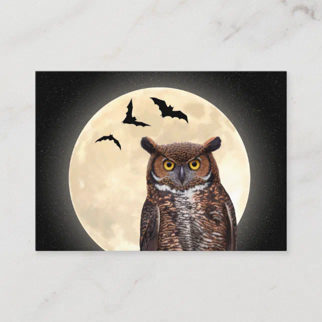 Owl and The Full Moon Business Card | Zazzle