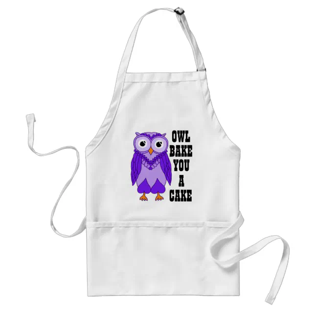 Owl Apron: Purple Adult Apron | Zazzle