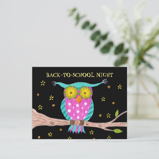 Owl Back-to-School Night Postcard Template | Zazzle