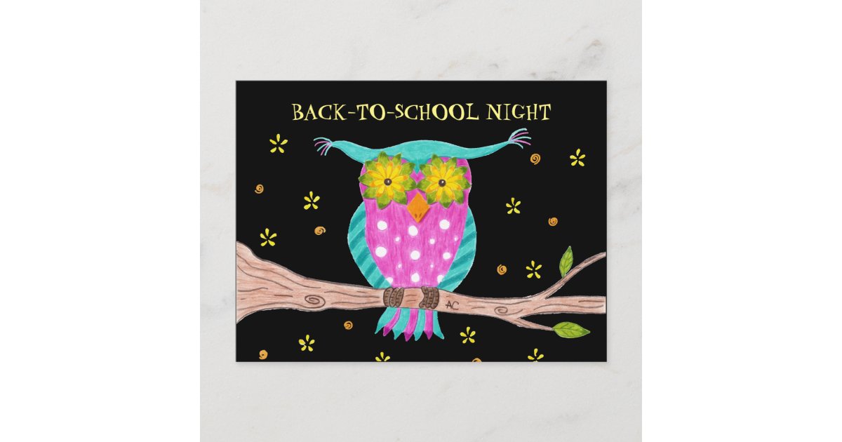Owl Back-to-School Night Postcard Template | Zazzle