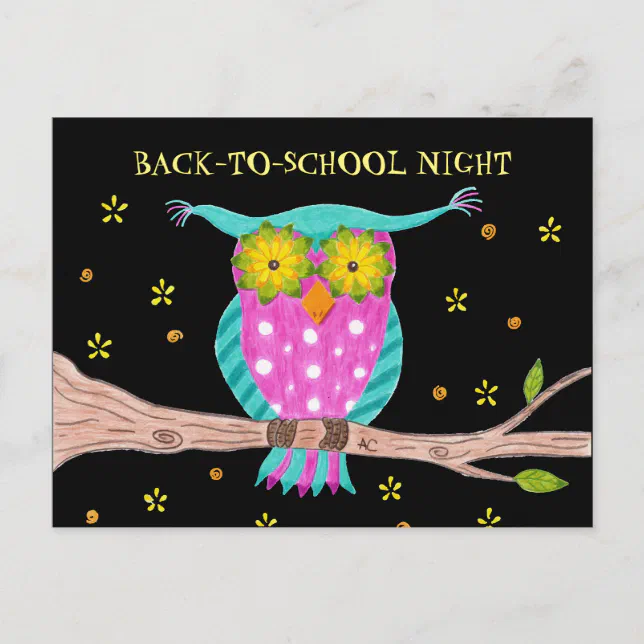 Owl Back-to-School Night Postcard Template | Zazzle