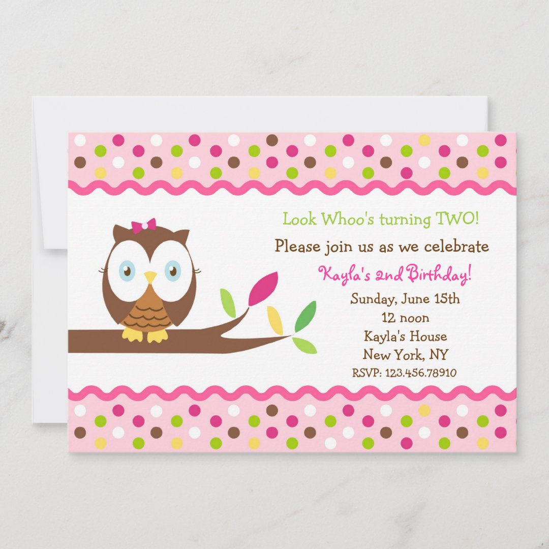 Owl Birthday Party Baby Shower Invitations | Zazzle