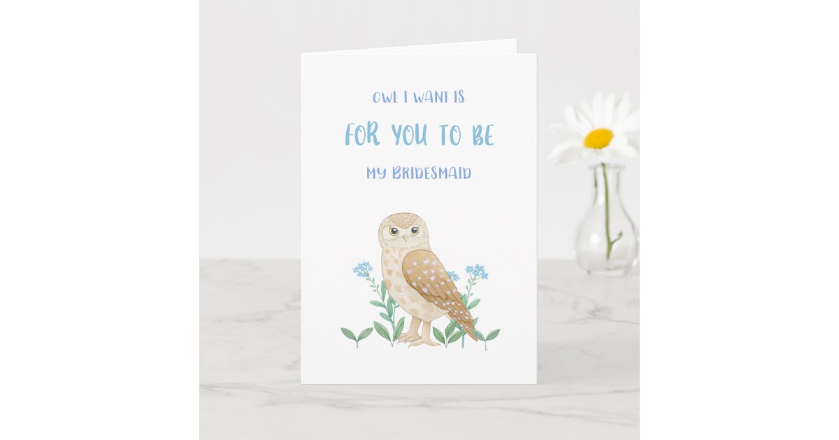 Owl Bridesmaid Proposal Card | Zazzle