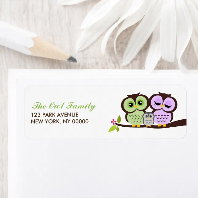 Owl Family Return Address Labels | Zazzle