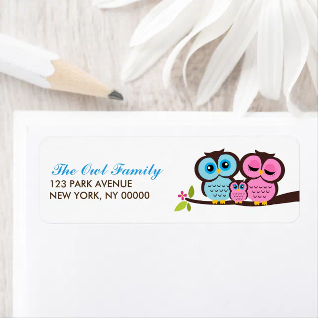 Owl Family Return Address Labels | Zazzle