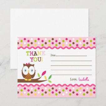 Owl Fill In The Blank Thank You Note Cards | Zazzle