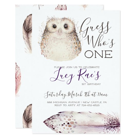 Owl First Birthday Party Invitation | Zazzle.com