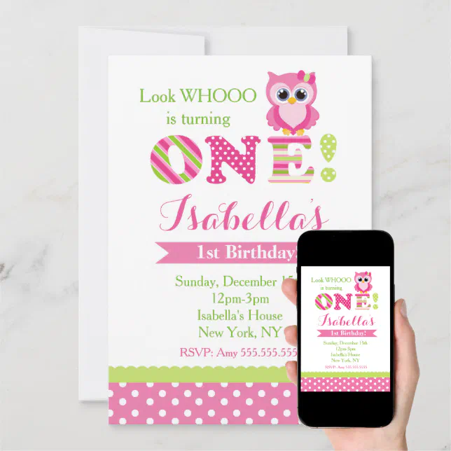 Owl First Birthday Party Invitations | Zazzle