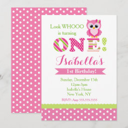 Owl First Birthday Party Invitations | Zazzle
