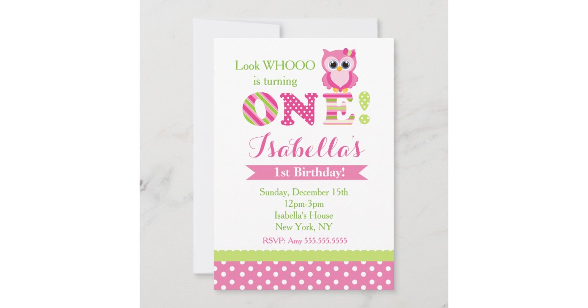Owl First Birthday Party Invitations | Zazzle