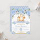Owl Floral Baby Shower Blue Flowers Baby Boy Invitation | Zazzle