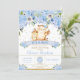 Owl Floral Baby Shower Blue Flowers Baby Boy Invitation | Zazzle