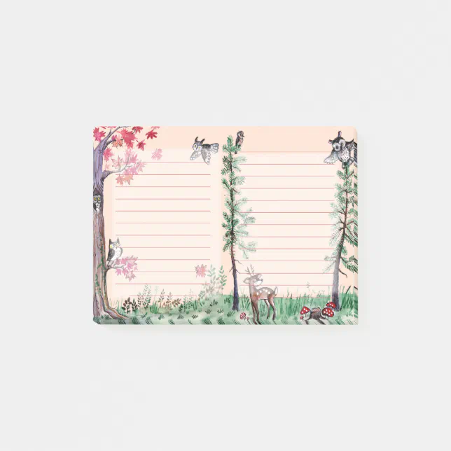 Owl forest watercolor to-do list post-it notes | Zazzle