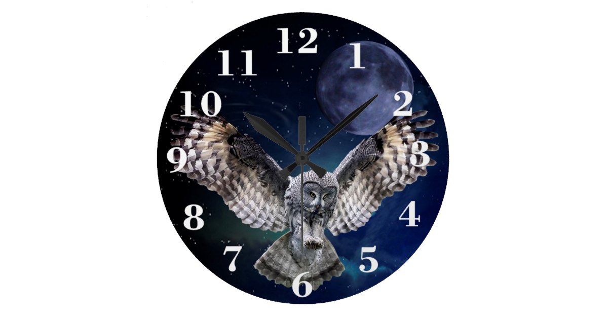 Owl in Flight Large Clock | Zazzle.com