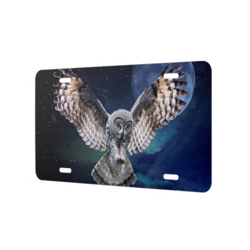 Owl in Flight License Plate | Zazzle
