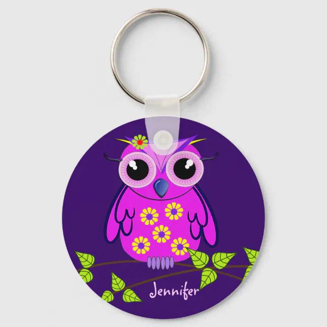 Owl keychain with Name | Zazzle