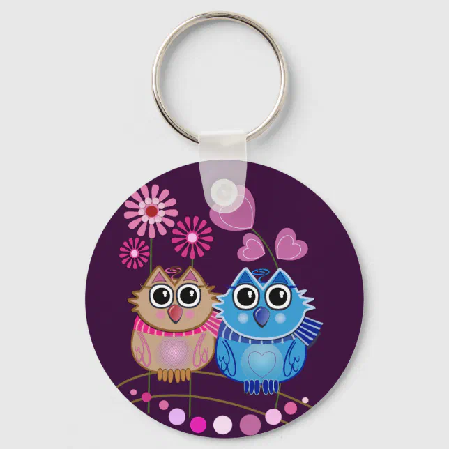 Owl keychain with Owl couple in Love | Zazzle