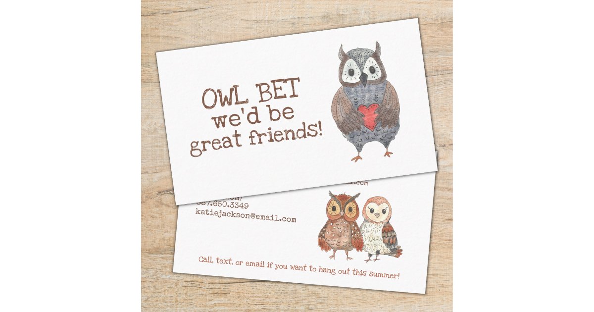 Owl Kids Calling Card | Zazzle