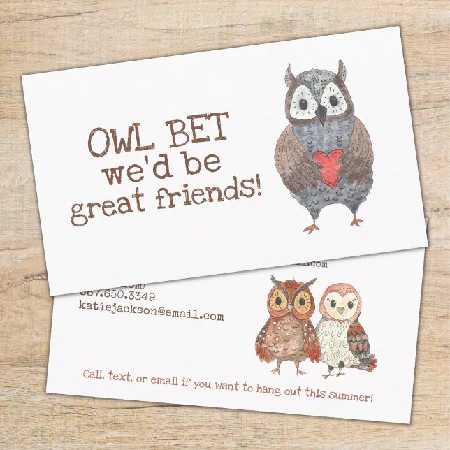 Owl Kids Calling Card | Zazzle