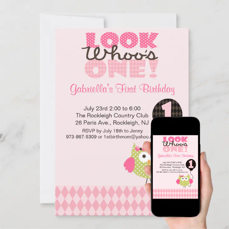 Owl Look Who's One Birthday Invitation | Zazzle
