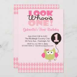 Owl Look Who's One Birthday Invitation | Zazzle
