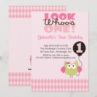 Owl Look Who's One Birthday Invitation | Zazzle