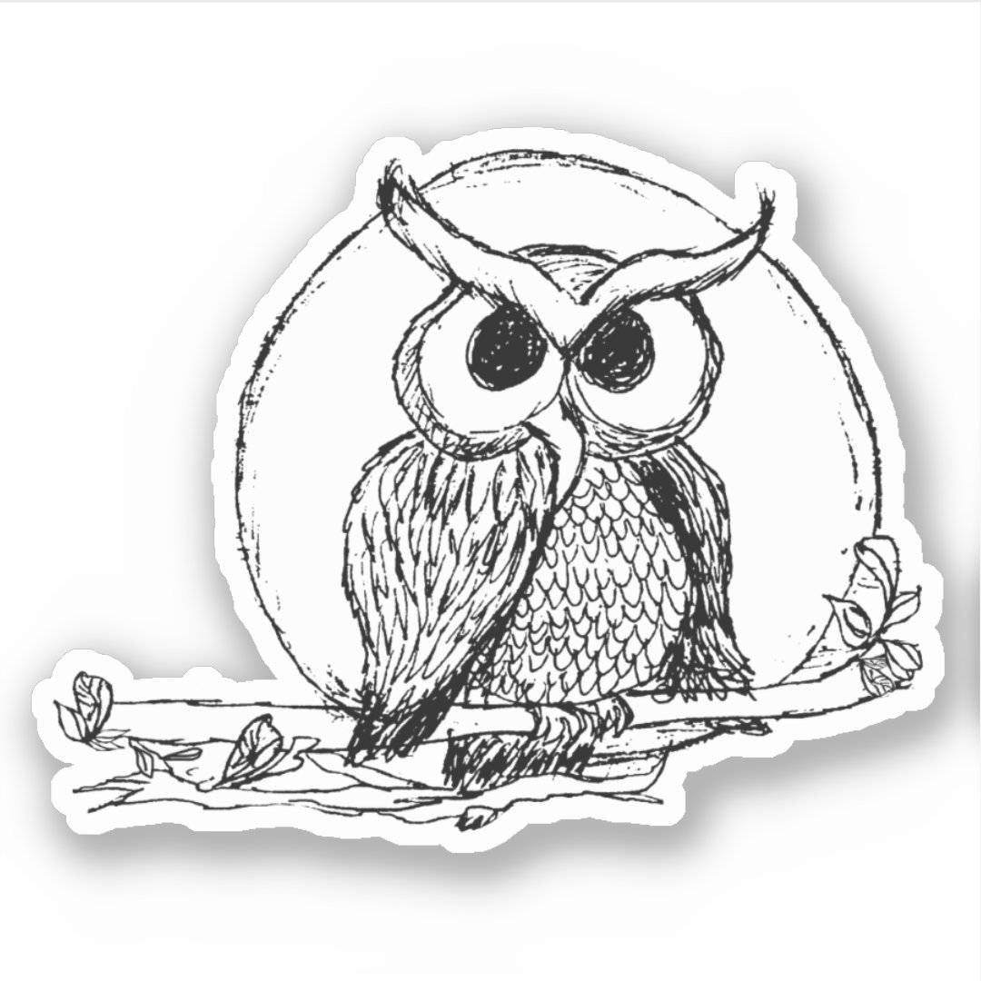 Owl on a Limb Sticker | Zazzle