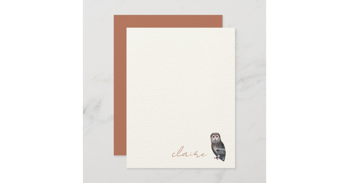 Owl Personalized Note Card | Zazzle