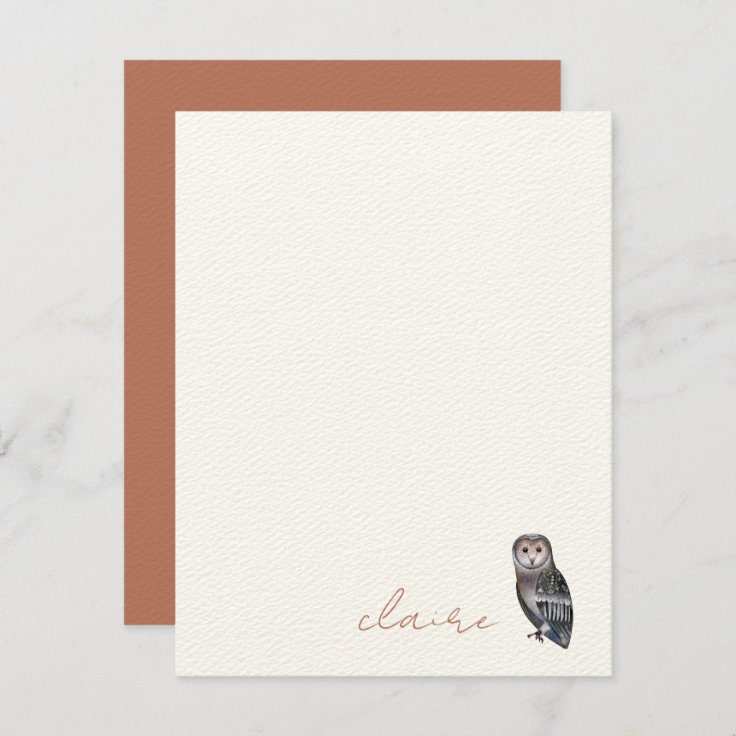 Owl Personalized Note Card | Zazzle