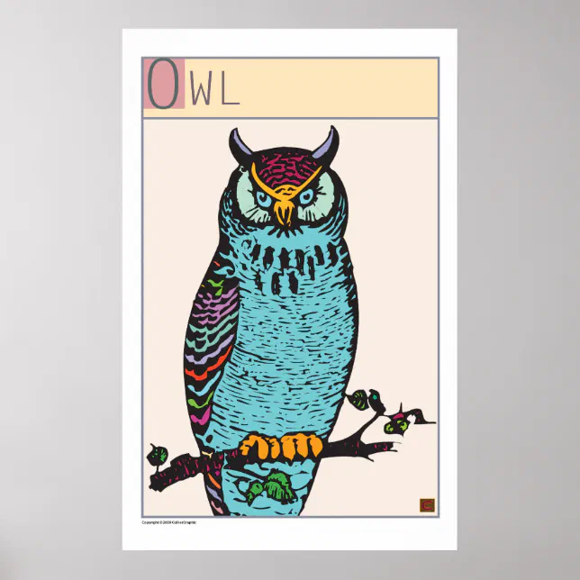 Owl-Print Poster | Zazzle