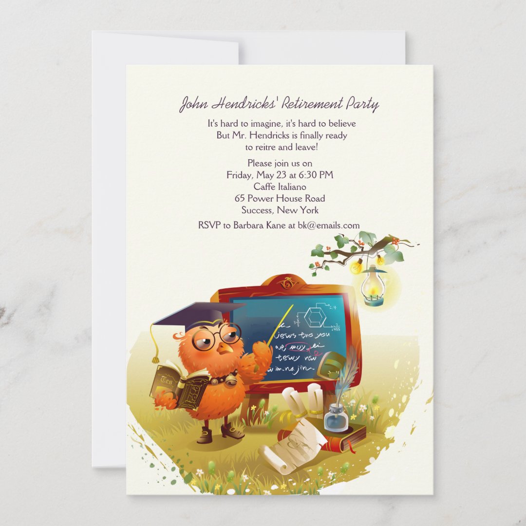Owl Professor Retirement Party Invitation | Zazzle