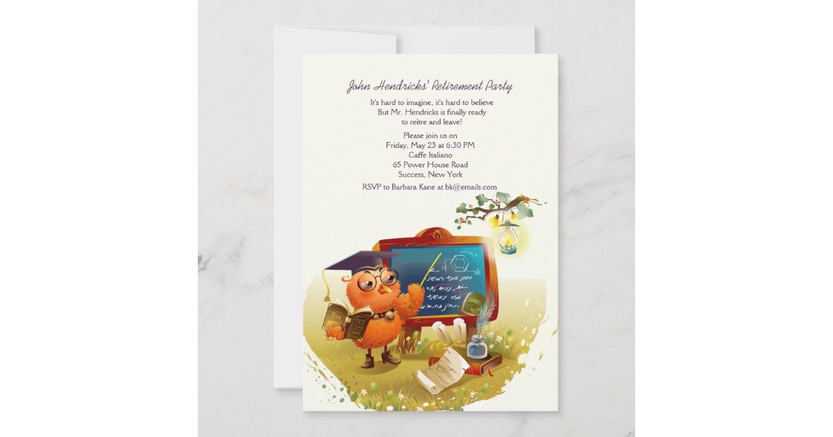 Owl Professor Retirement Party Invitation | Zazzle