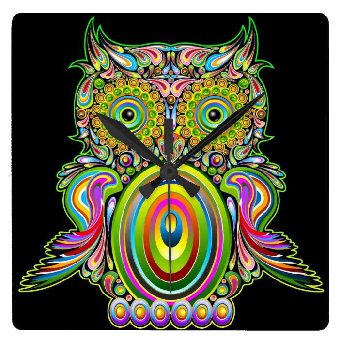 Owl Psychedelic Popart Wall Clock | Zazzle.com