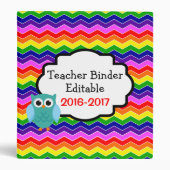 Owl Rainbow Chevron Custom Teacher Binder | Zazzle