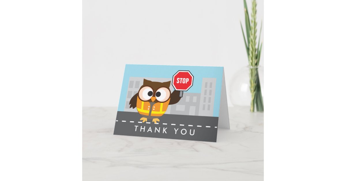Owl School Crossing Guard Thank You | Zazzle