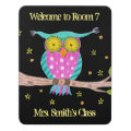 Owl teacher personalized classroom door sign | Zazzle