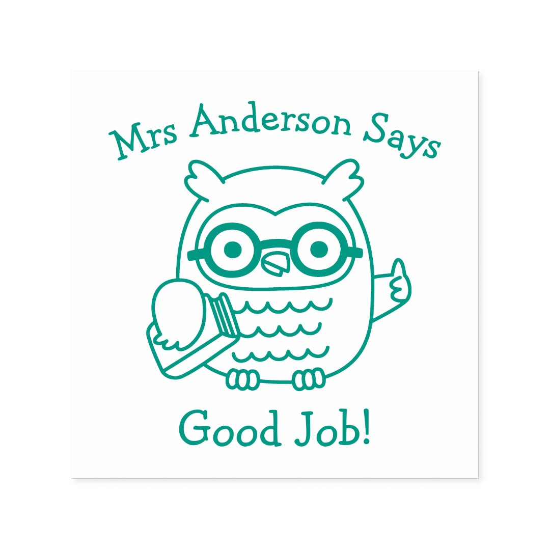 Owl Teacher Thumbs Up Good Job self-inking stamp | Zazzle