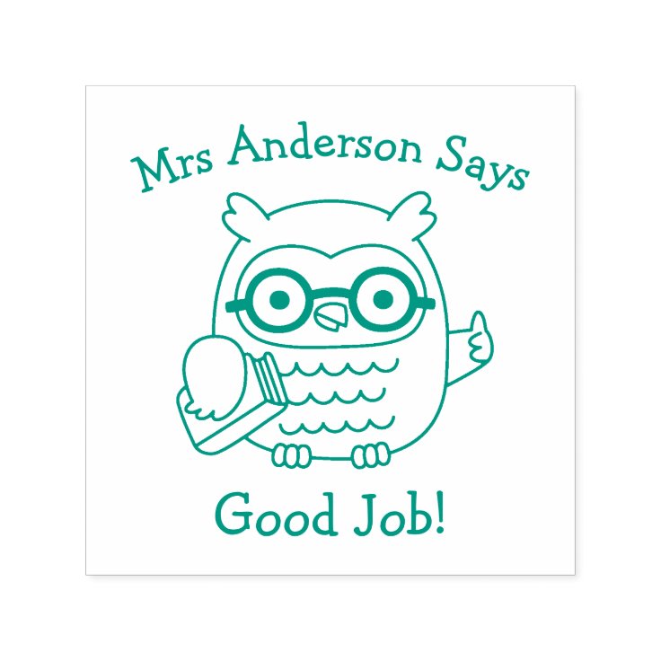 Owl Teacher Thumbs Up Good Job self-inking stamp | Zazzle