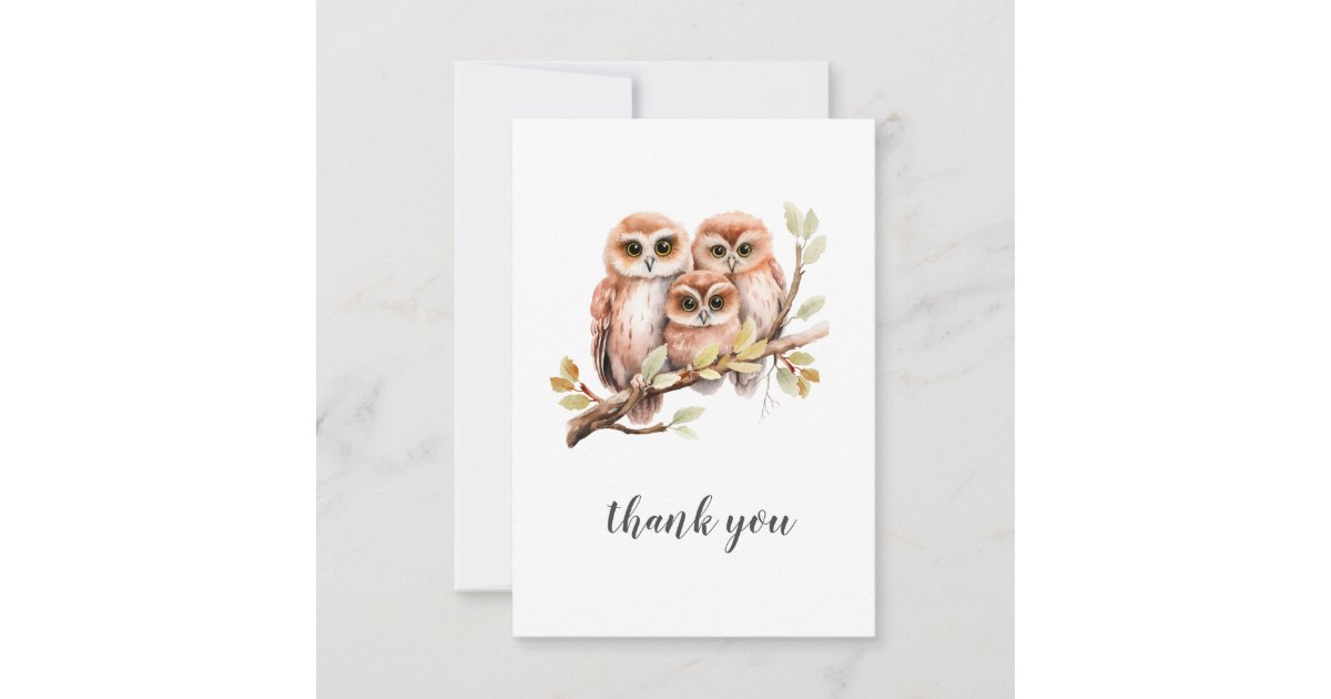 Owl Thank You Card | Zazzle